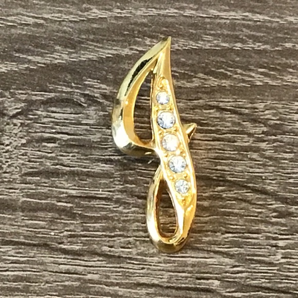 Avon | Jewelry | Vintage Avon Script Letter J Pin Gold Tone With Clear ...
